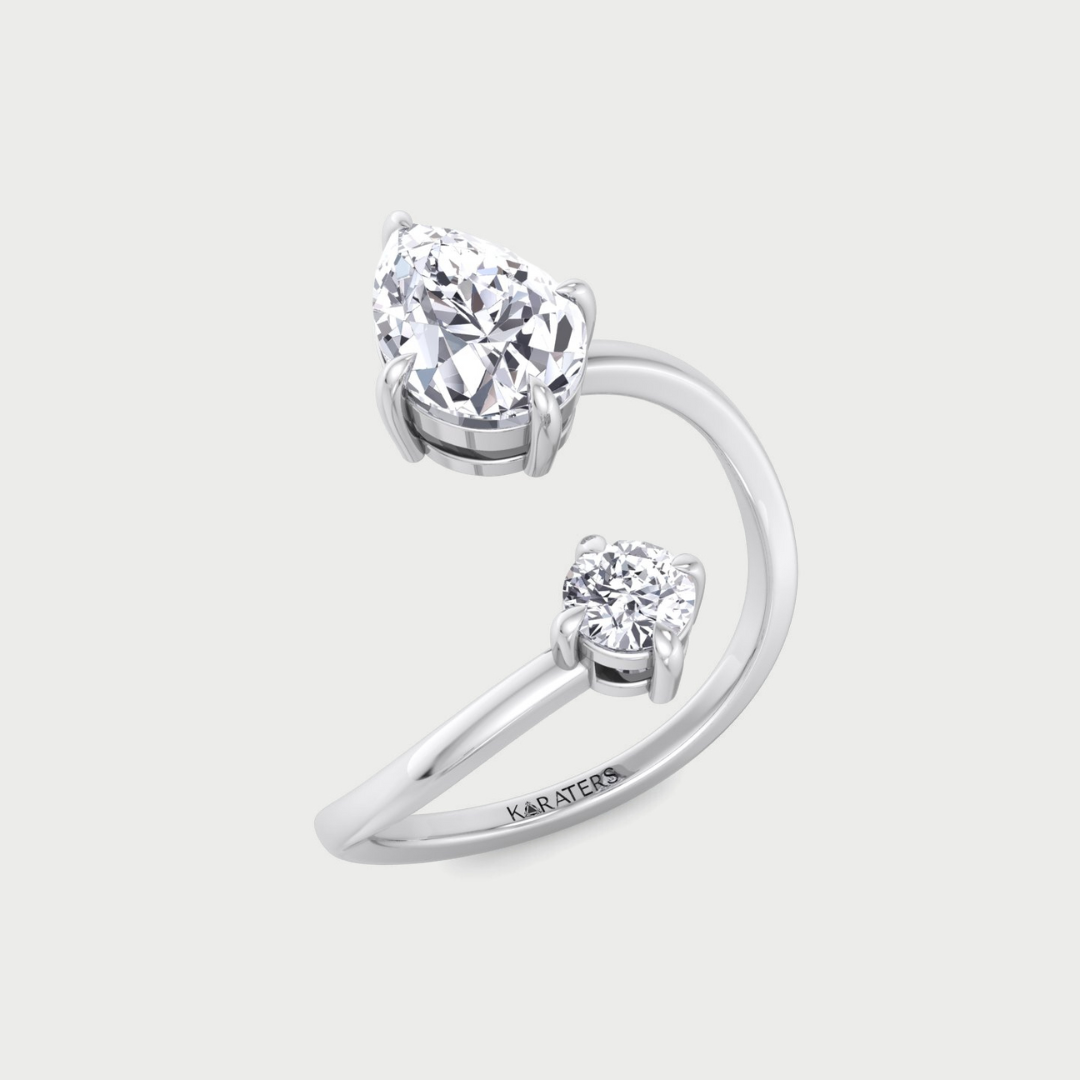 Pear & Round Lab-Grown Diamond Open Ring