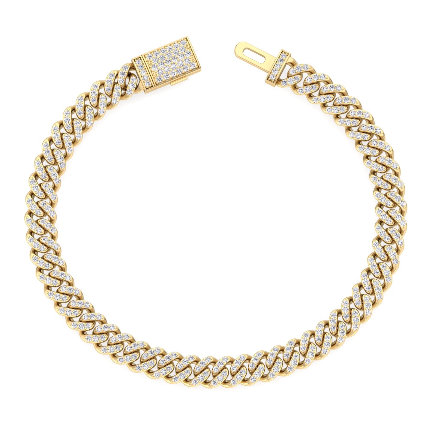 Lab Grown Diamond Cuban Link Bracelet, 18K Gold