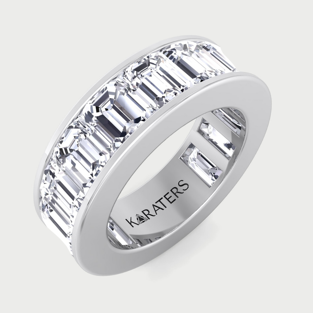 Emerald Cut Lab Diamond Channel Ring