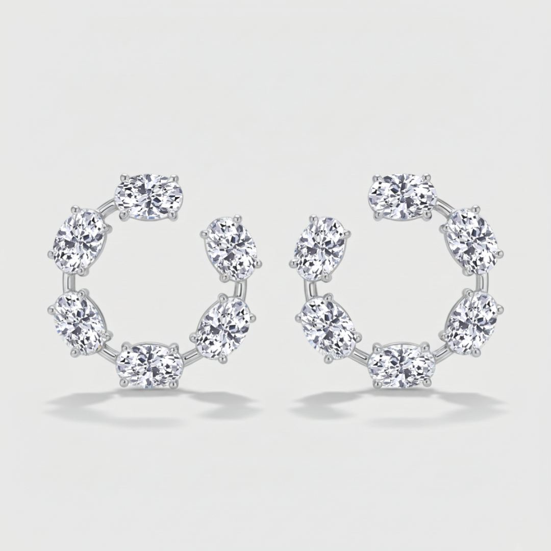 Oval Lab Diamond Open Hoop Swirl Earrings