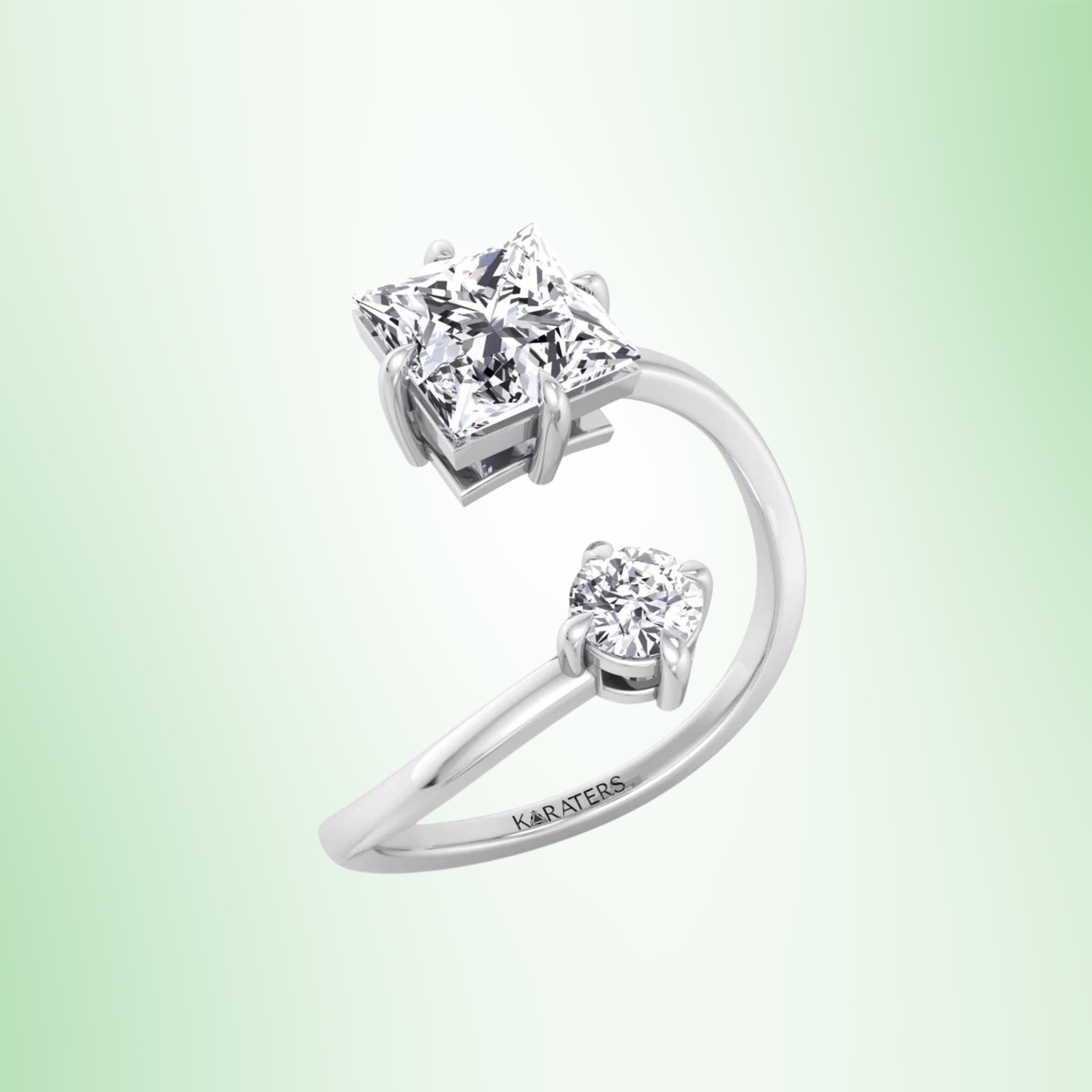 Irma - Princess & Round Lab Grown Diamond Open Engagement Ring